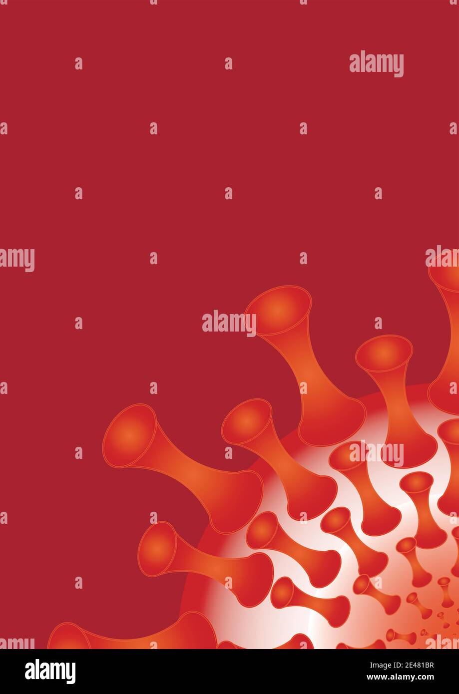 Coronavirus - isolate on a red background, format A4. Cover for a book ...