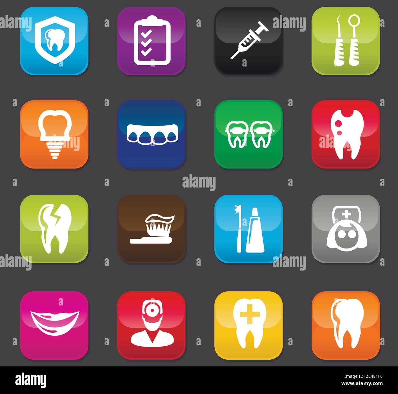 Dental icons set Stock Vector Image & Art - Alamy