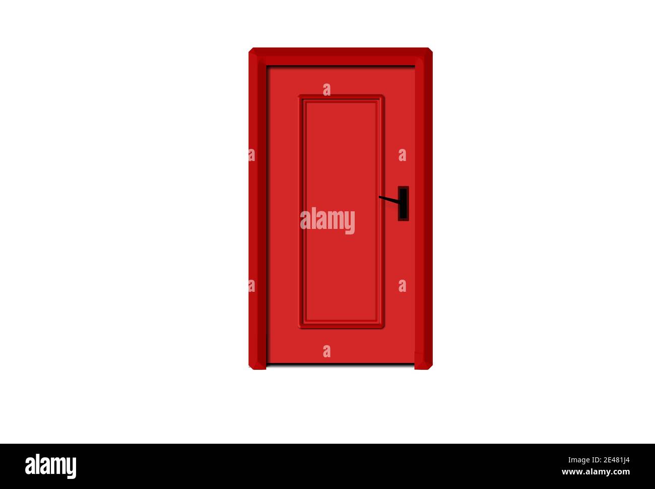red door closed isolated on white, realistic 3d door design. Interior ...