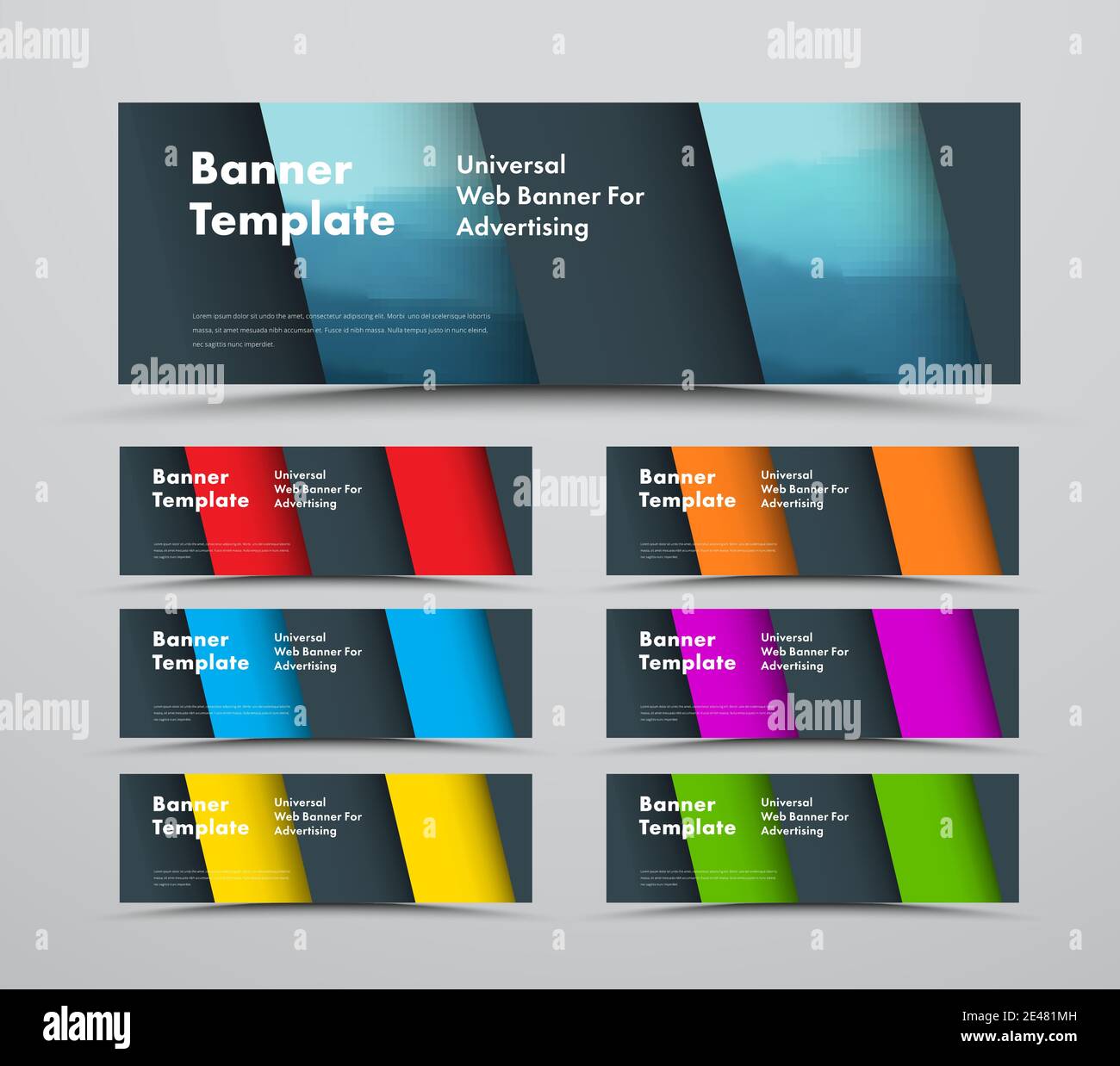 Design of horizontal vector web banners with diagonal material design ...