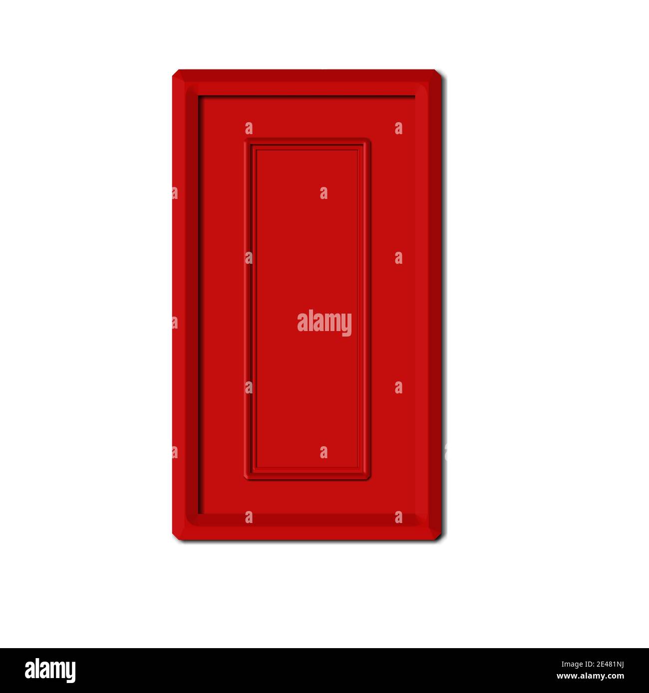 red door closed isolated on white, realistic 3d door design. Interior ...