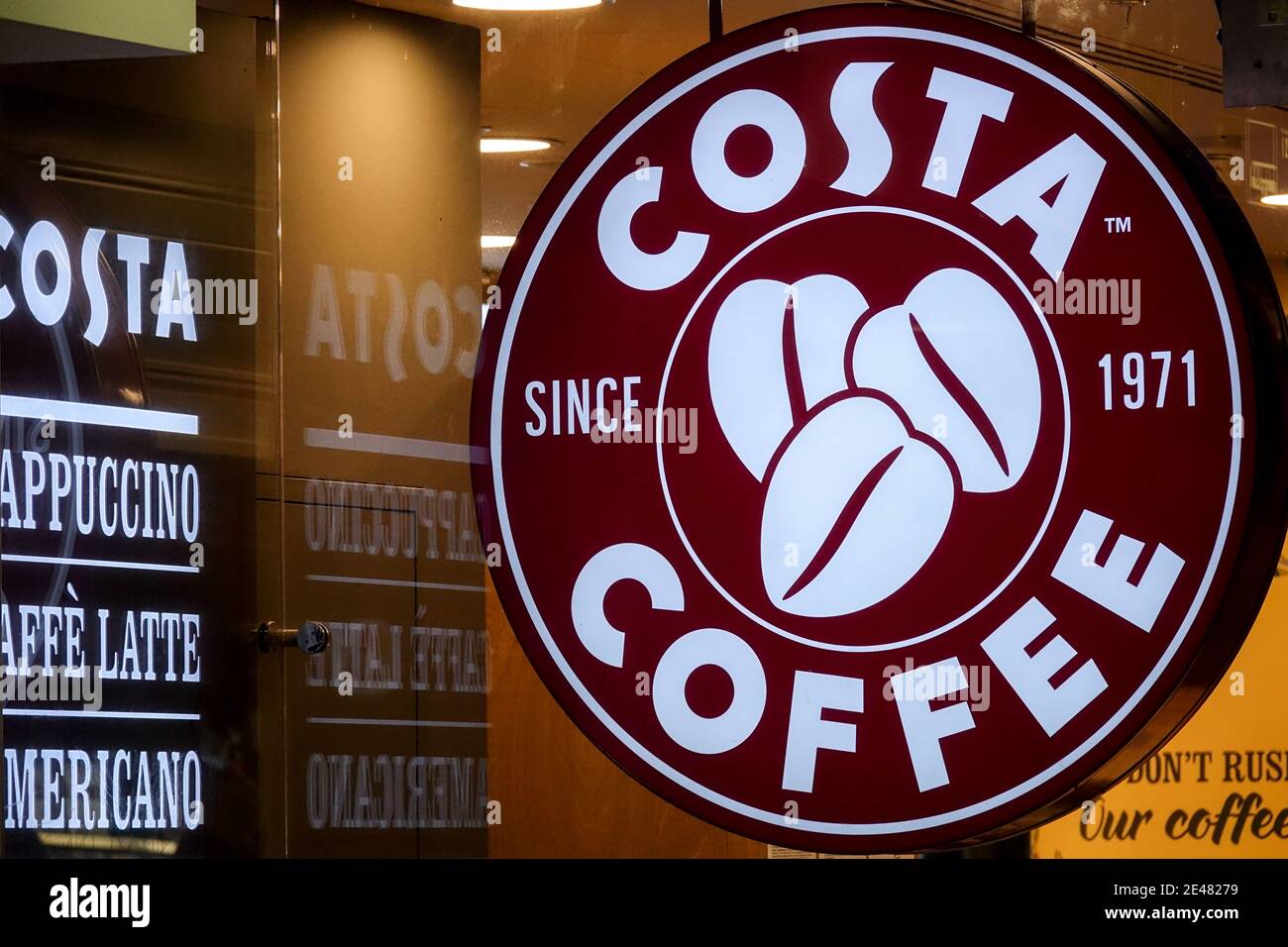 Costa Coffee shop logo Prague International Railway station Czech ...