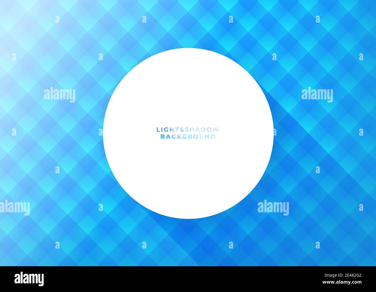 Blue 3d wall and blank white round with long shadow. Template ...