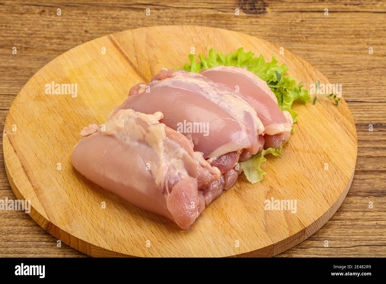 Raw chicken boneless and skinless leg for cooking Stock Photo - Alamy