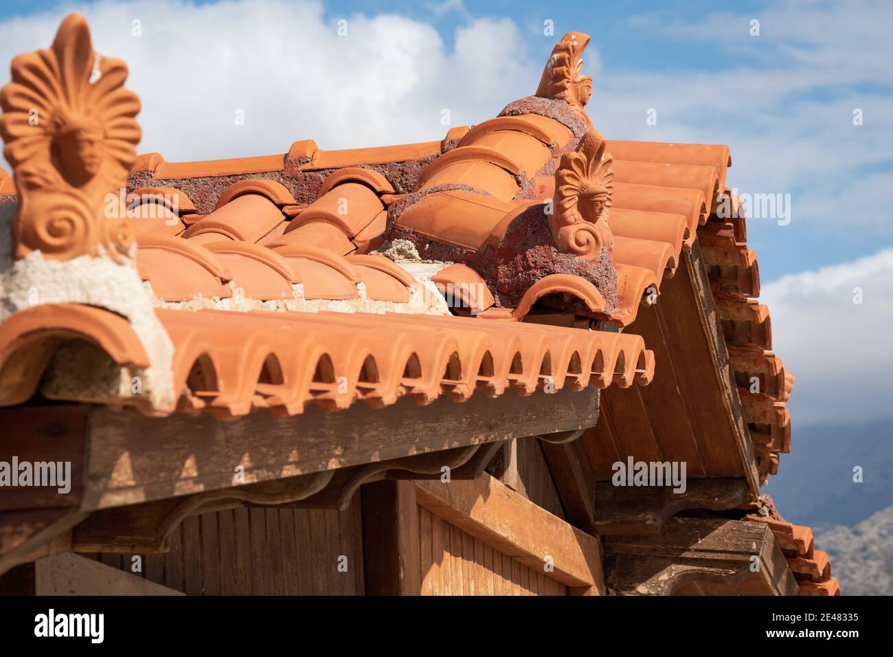 Beautiful roof decoration in Malia, Crete, Greece Stock Photo - Alamy