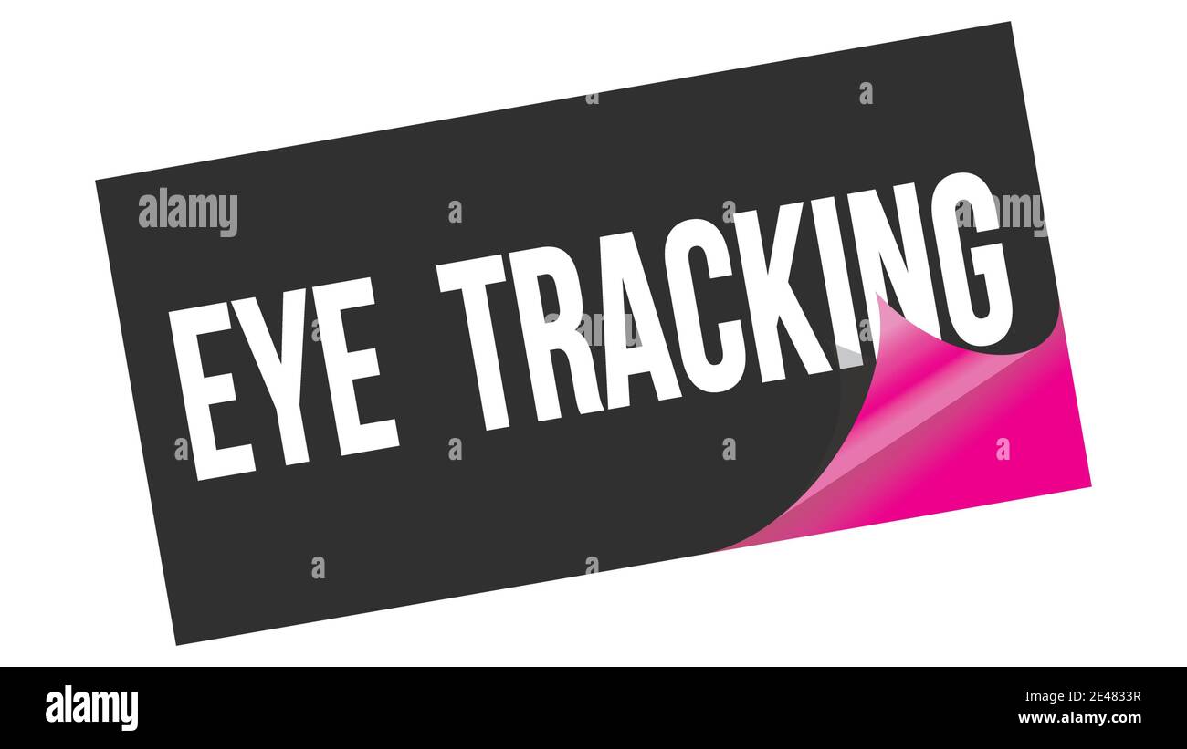 EYE TRACKING text written on black pink sticker stamp Stock Photo - Alamy