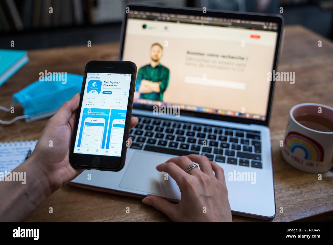 An open laptop computer sitting on top of a table Stock Photo - Alamy