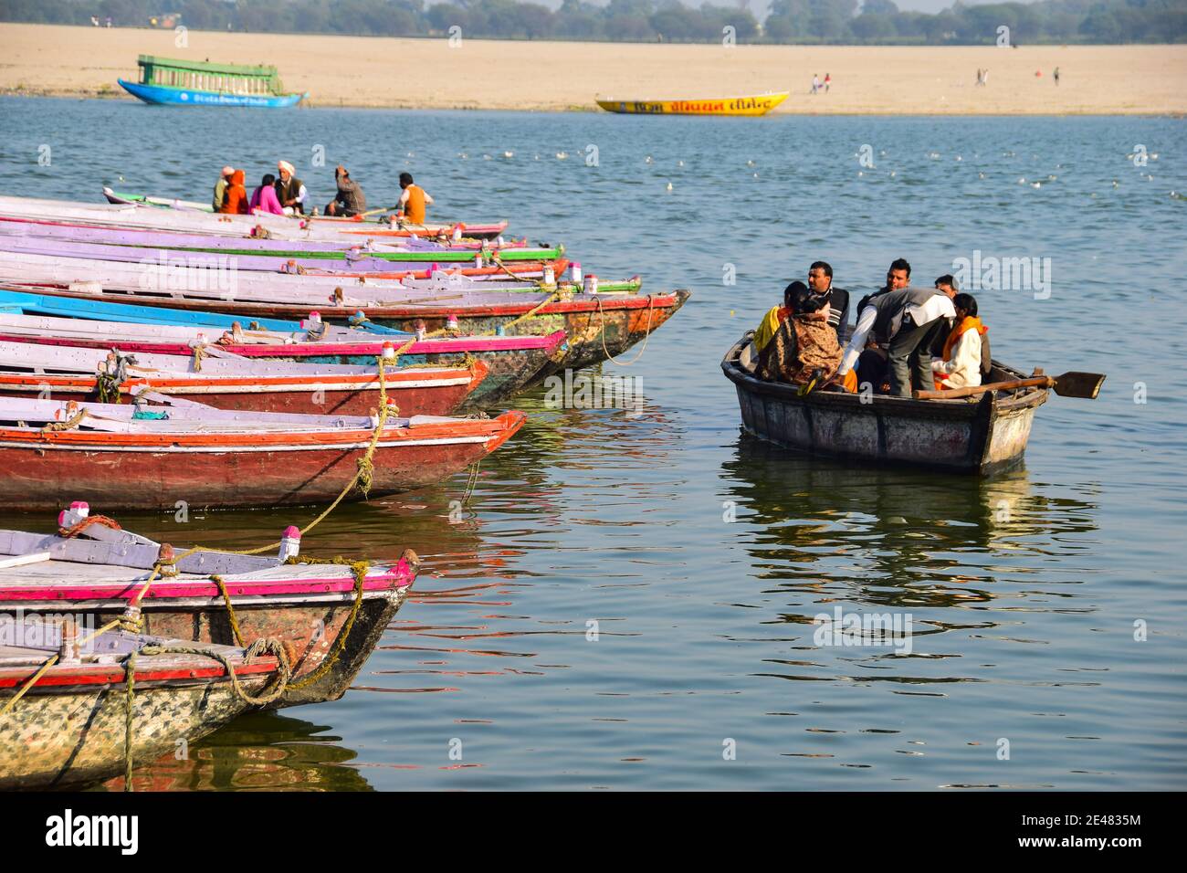 Boats on the Ganges River, Varanasi, India Stock Photo - Alamy
