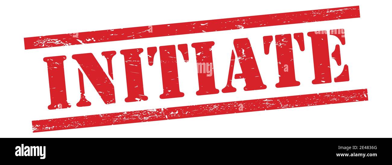 INITIATE text on red grungy vintage rubber stamp Stock Photo - Alamy