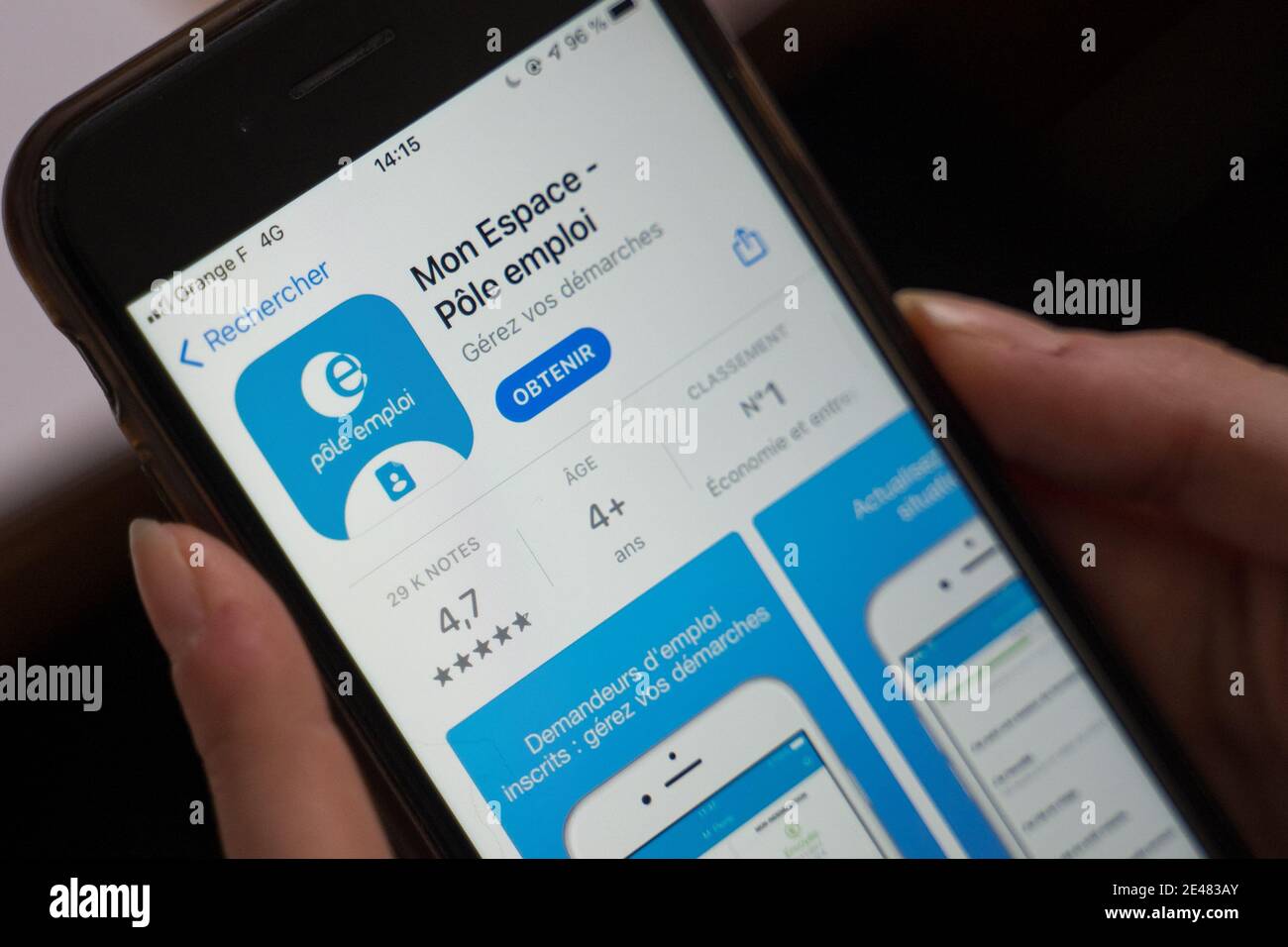 Close up cell phone hand blue hi-res stock photography and images - Alamy