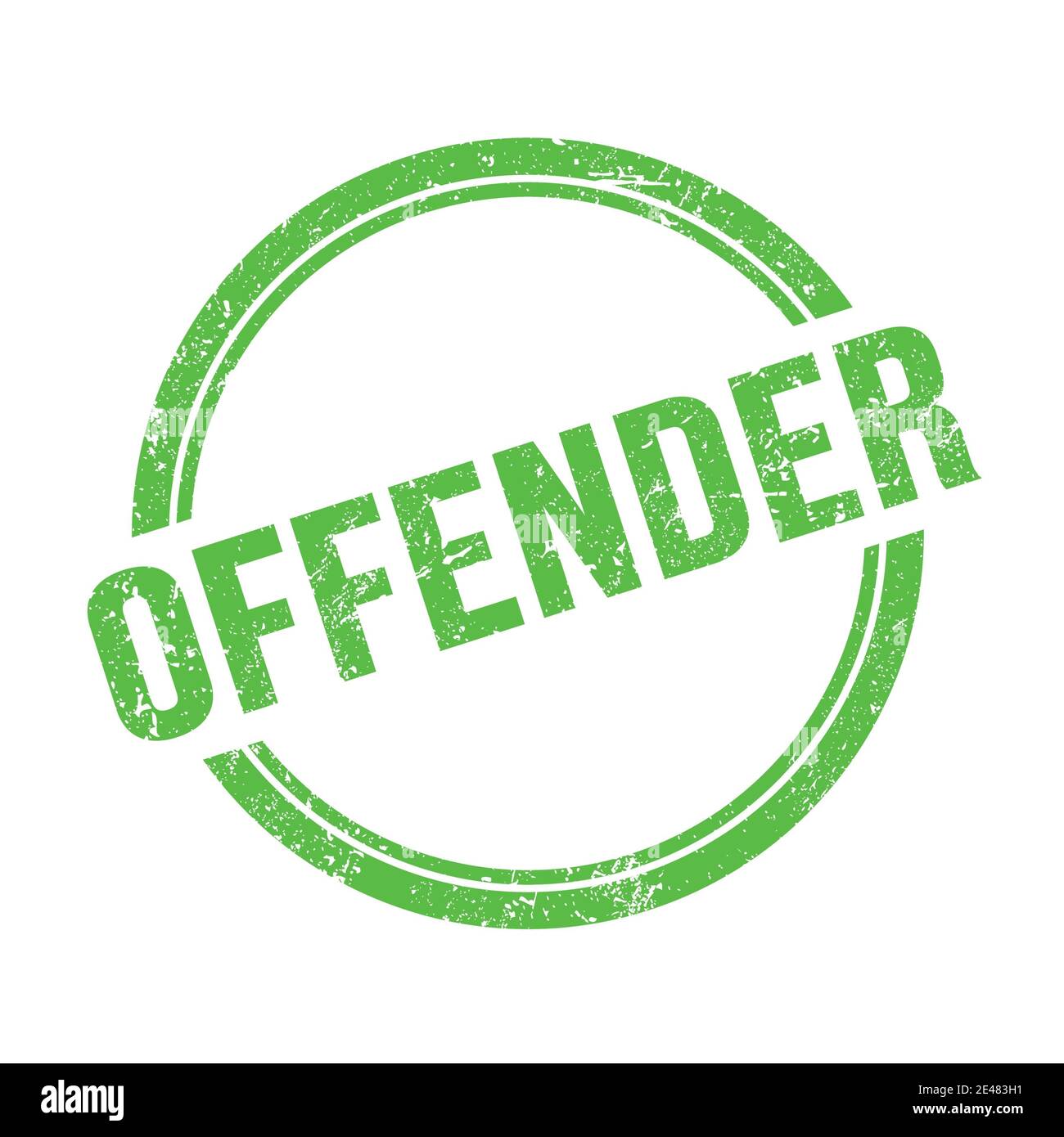 OFFENDER text written on green grungy vintage round stamp Stock Photo ...