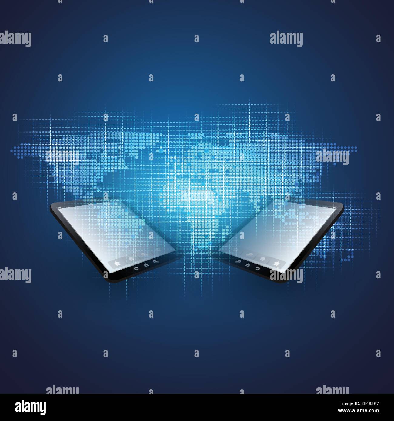 Futuristic Global Technology, Networking and Cloud Computing Design Concept with Glowing World ...