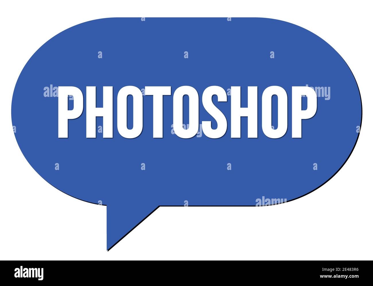 PHOTOSHOP text written in a blue speech bubble stamp Stock Photo - Alamy