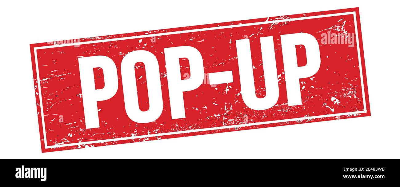 POP-UP text on red grungy rectangle stamp sign Stock Photo - Alamy