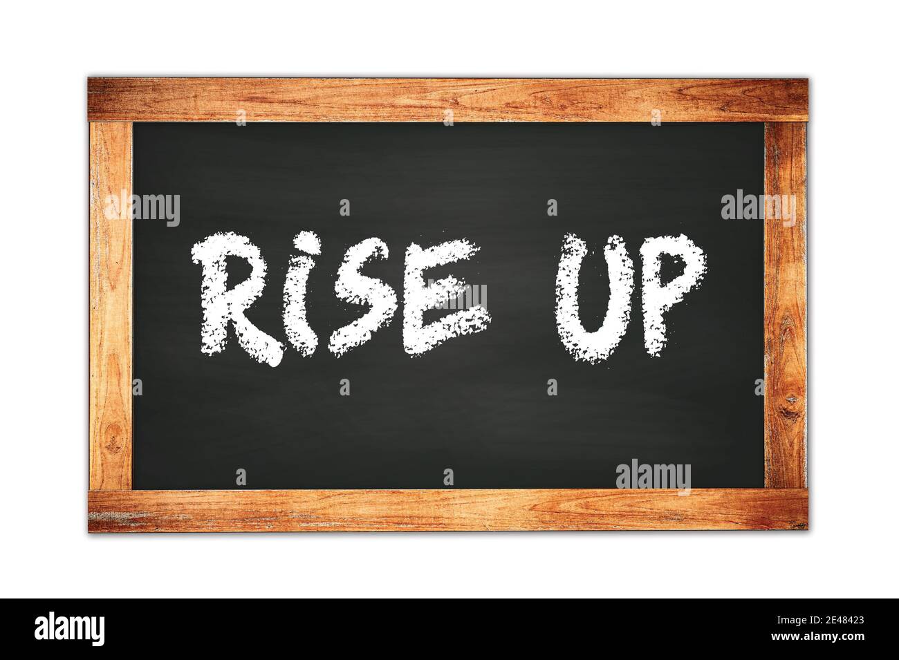 RISE UP text written on black wooden frame school blackboard Stock ...