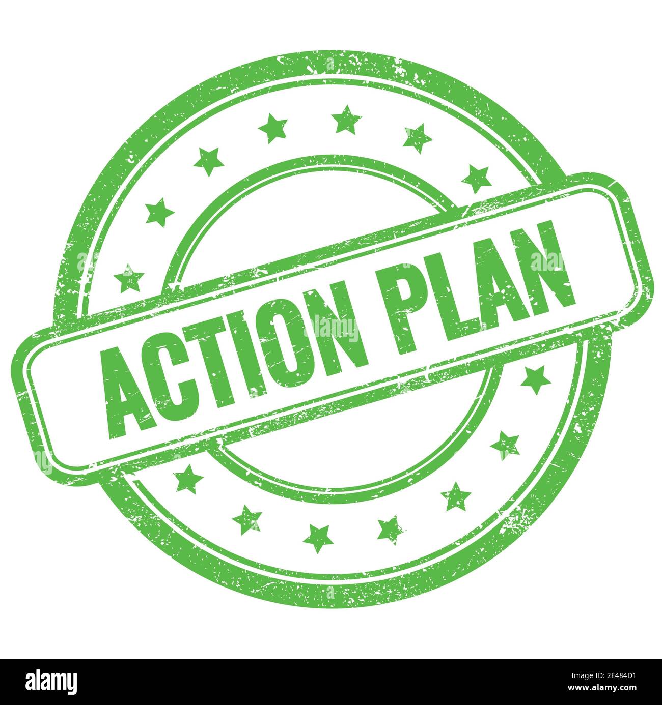 ACTION PLAN text on green vintage grungy round rubber stamp Stock Photo ...