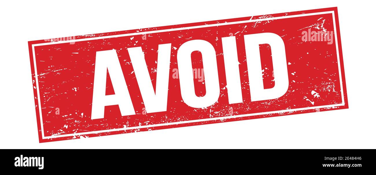 AVOID text on red grungy rectangle stamp sign Stock Photo - Alamy