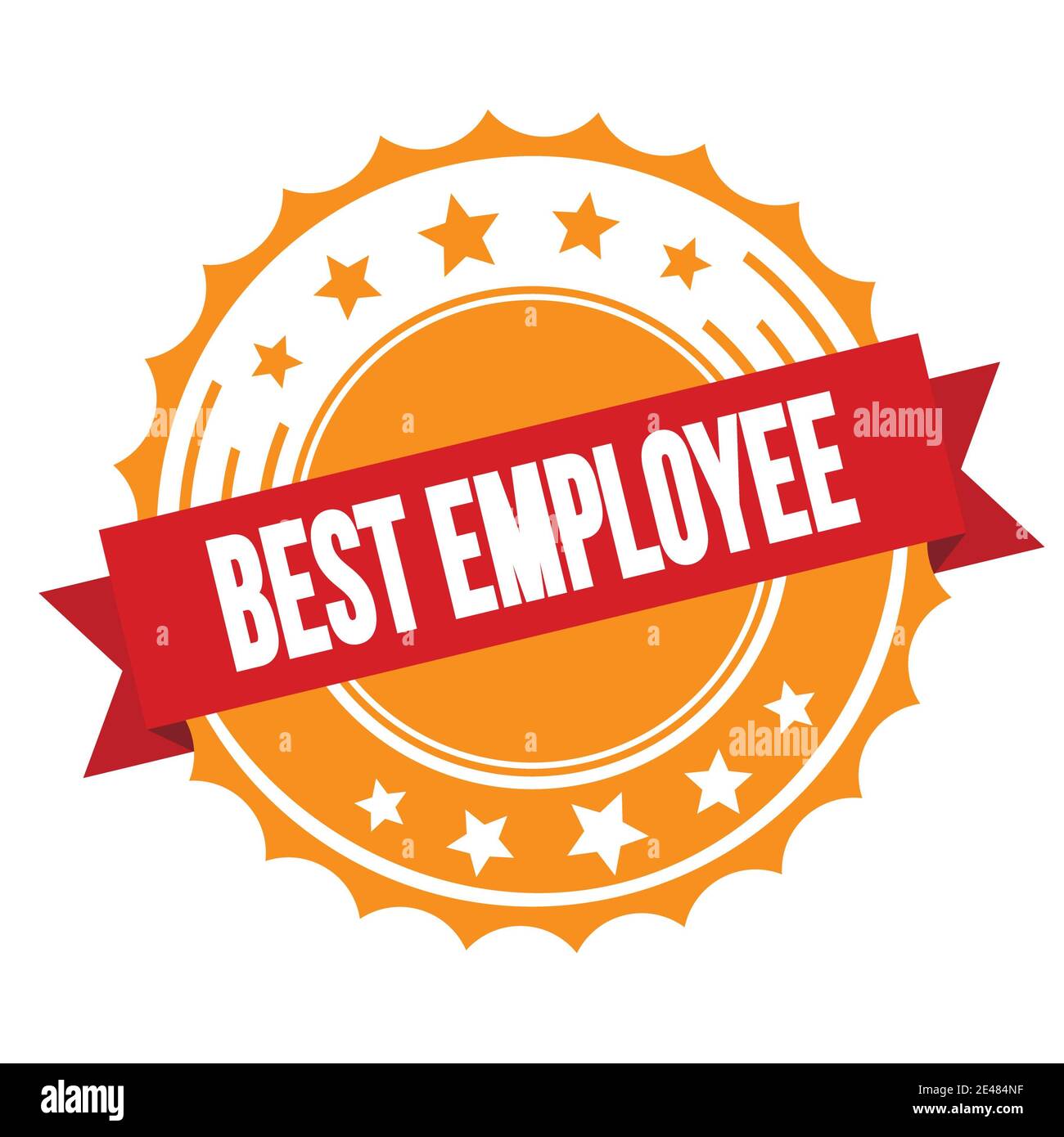 BEST EMPLOYEE text on red orange ribbon badge stamp Stock Photo - Alamy