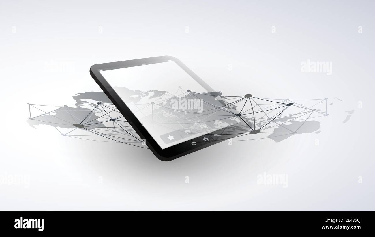 Digital Network Connections Mobile Technology Background Cloud Computing Design Concept With