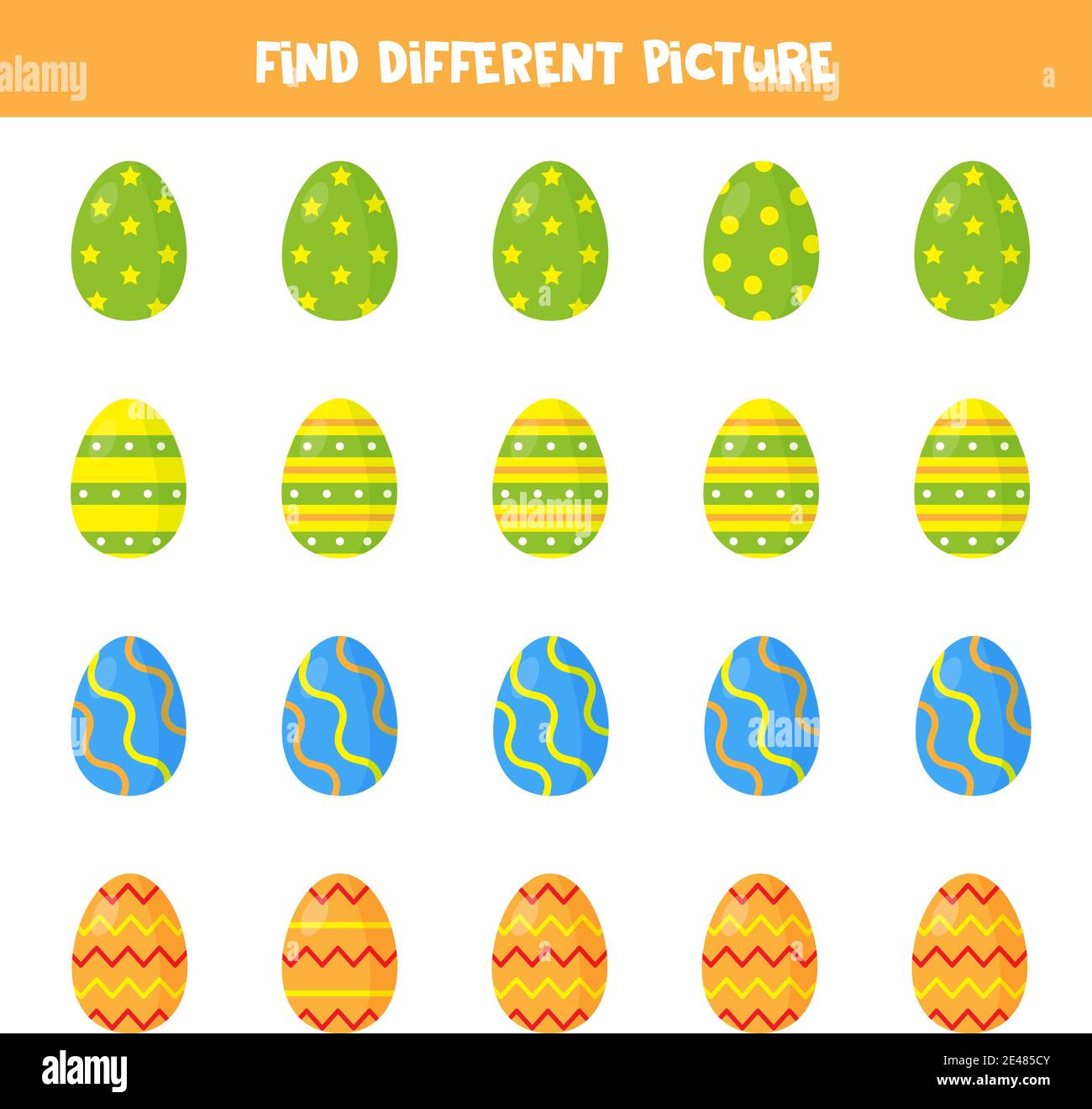 Find different picture of Easter eggs. Educational logical game for ...