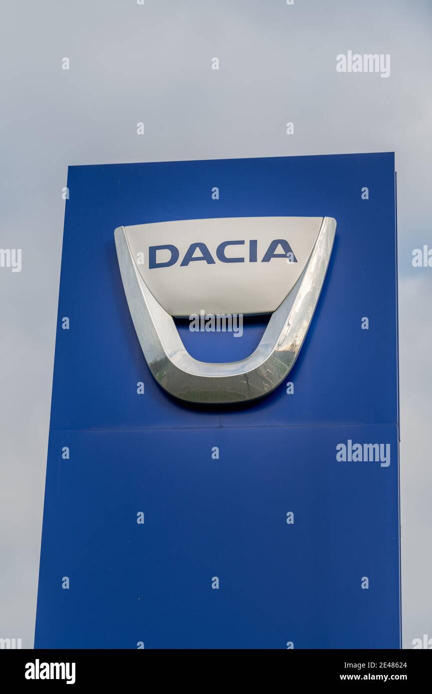January 15 2021, Paris, France : Dacia dealership sign. Dacia was ...