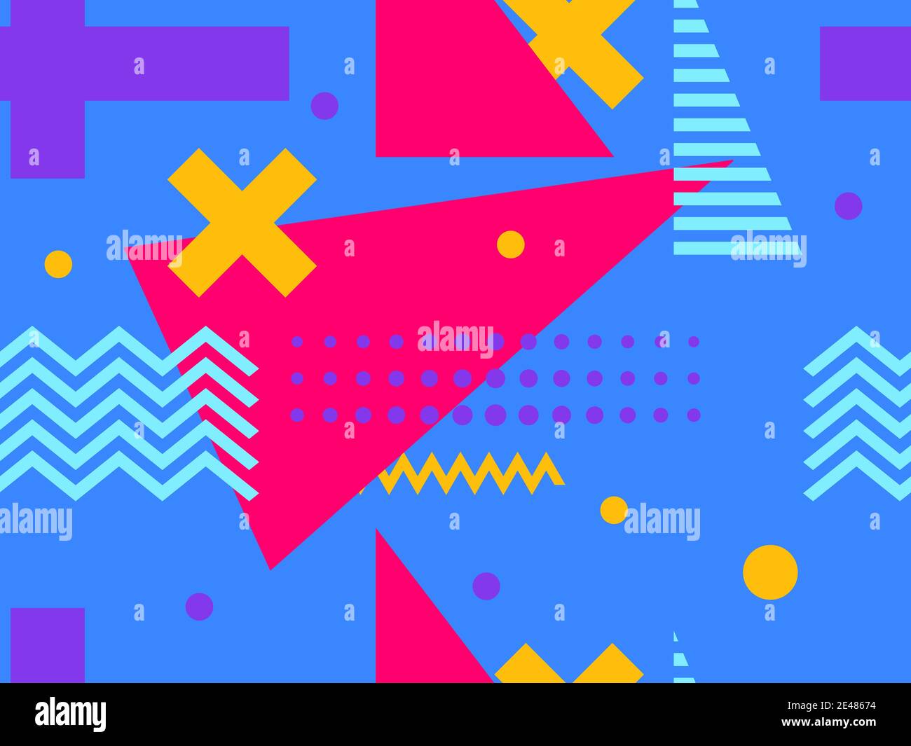 Seamless pattern with geometric shapes in the style of the 80s. Trendy ...