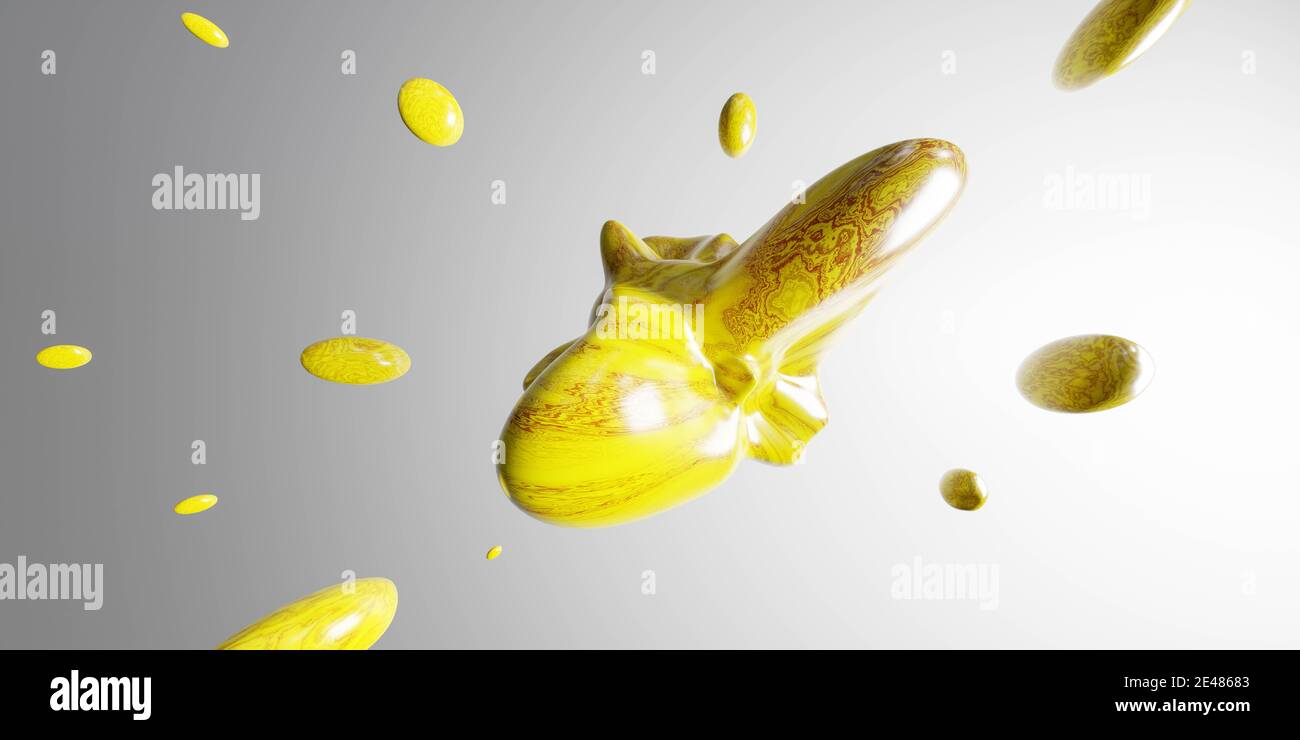 yellow rotating exploding geometric randomized object 3d render ...