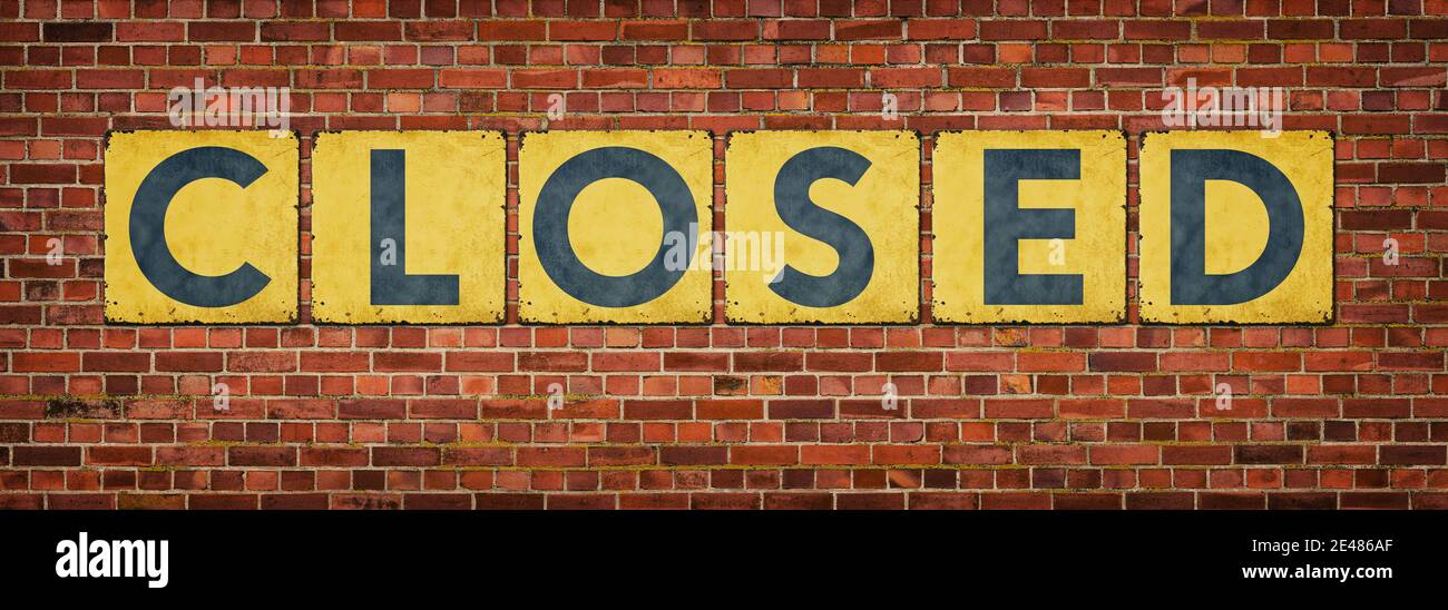 Retro tin signs on a wall - Closed Stock Photo - Alamy