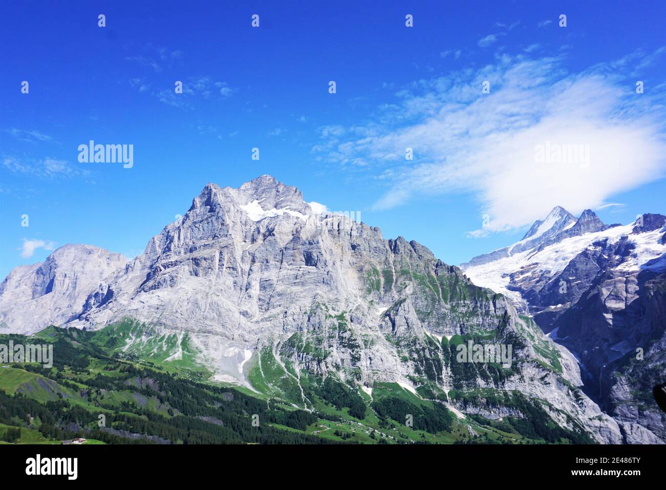 Landscape with a panoramic view of the surrounding mountains at ...