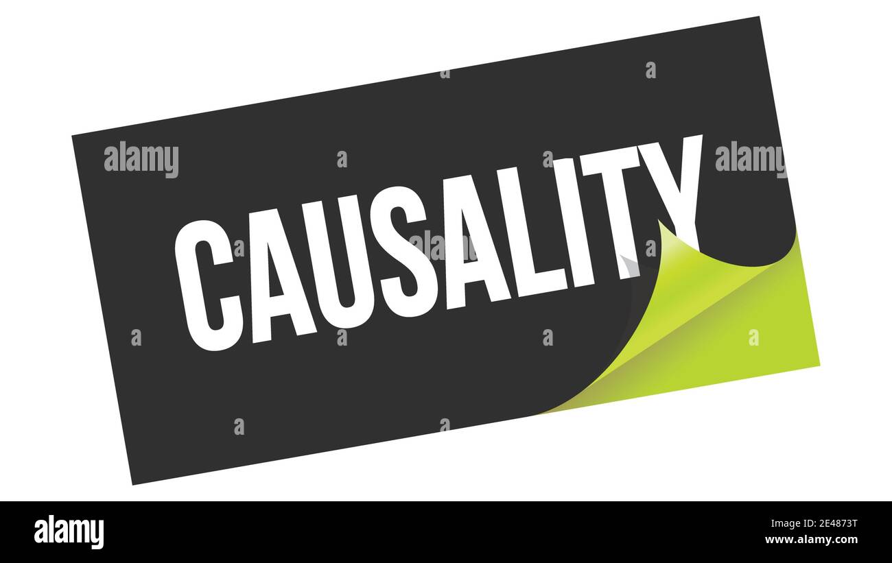 CAUSALITY text written on black green sticker stamp Stock Photo - Alamy