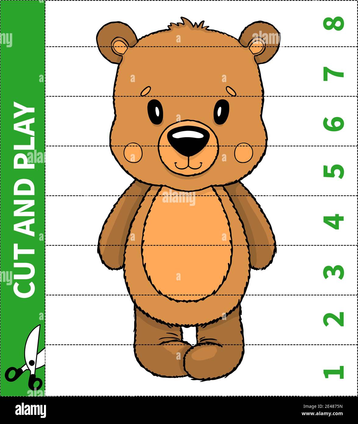 Children board animal game cut and play for number in place for ...