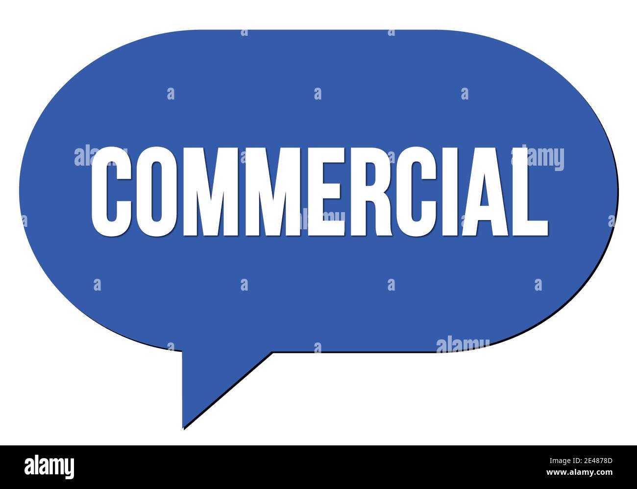 COMMERCIAL text written in a blue speech bubble stamp Stock Photo - Alamy
