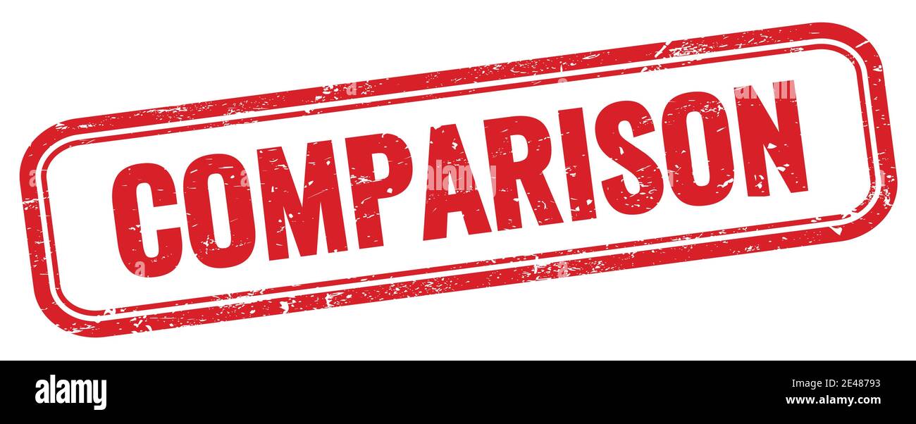 COMPARISON text on red grungy rectangle stamp Stock Photo - Alamy