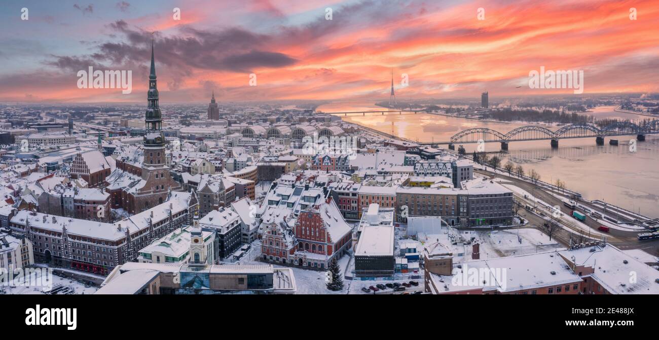 Aerial view snowy riga hi-res stock photography and images - Alamy