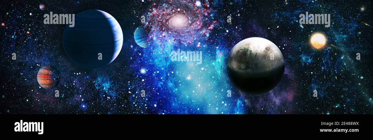 Colorful cosmos with stardust and milky way. Magic color galaxy ...