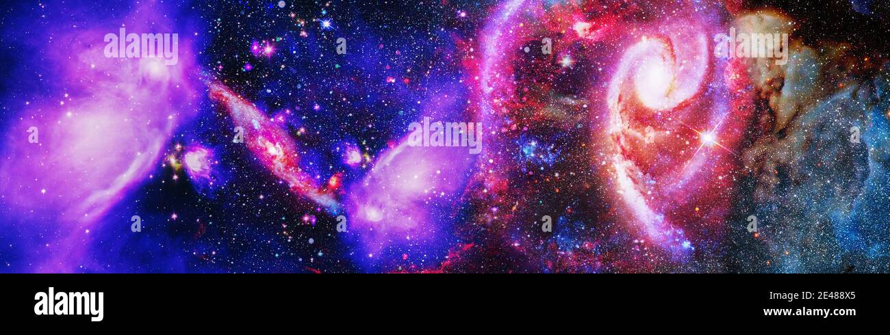 Colorful cosmos with stardust and milky way. Magic color galaxy ...