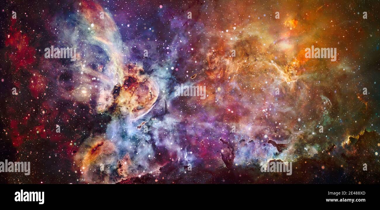Colorful cosmos with stardust and milky way. Magic color galaxy ...