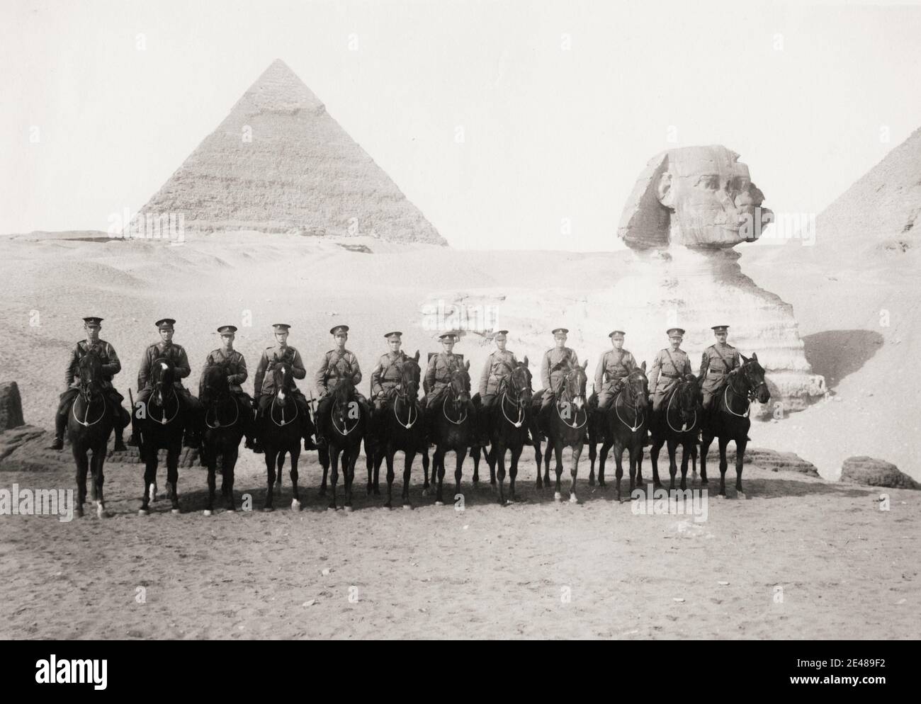 Vintage photograph: British army mounted soldiers, cavalry officers, at ...