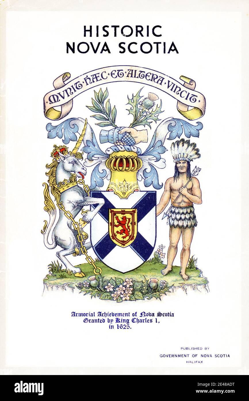 Nova Scotia coat of arms on the cover of government magazine Stock ...