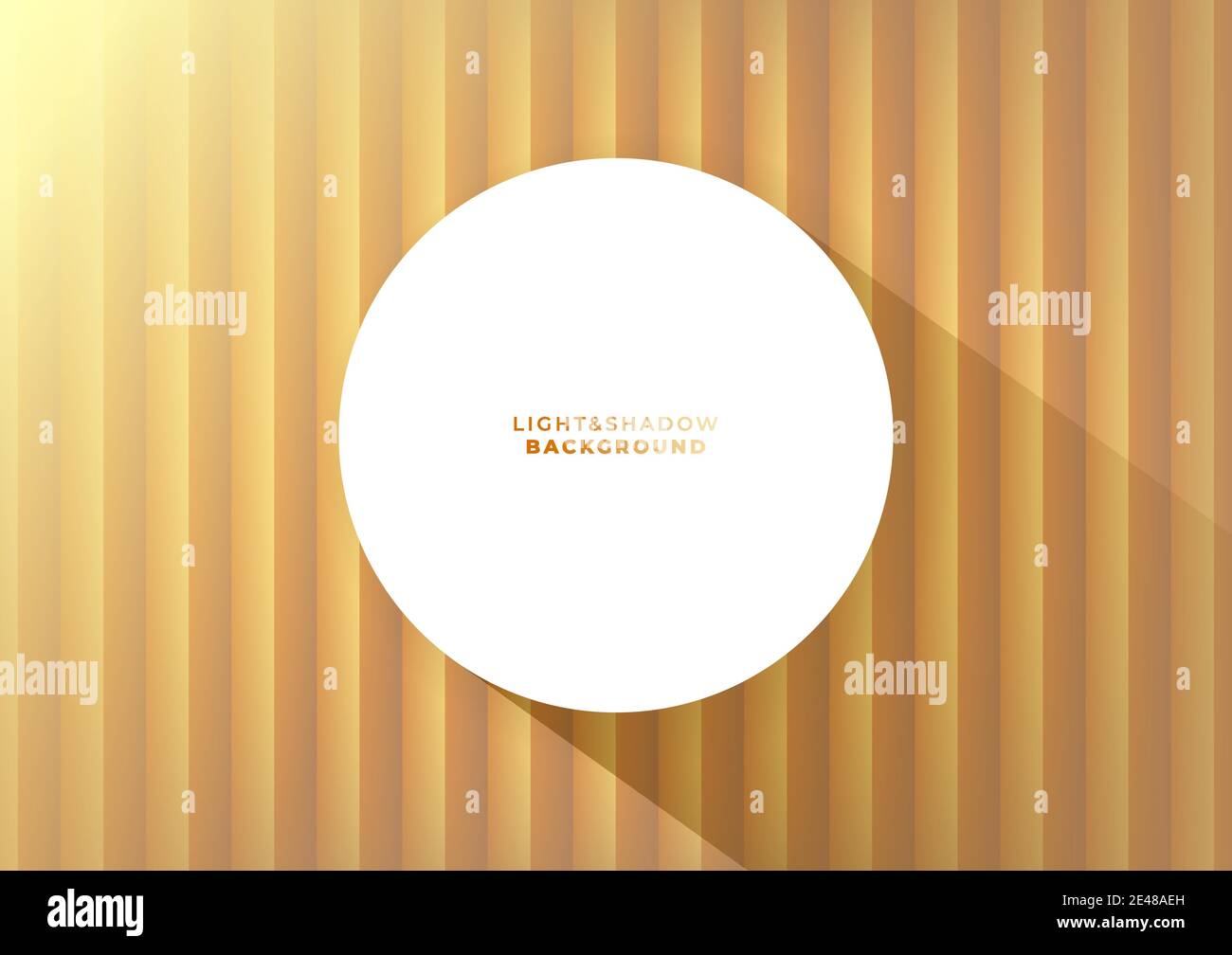 Golden wave 3d wall and blank white round with long shadow. Template ...