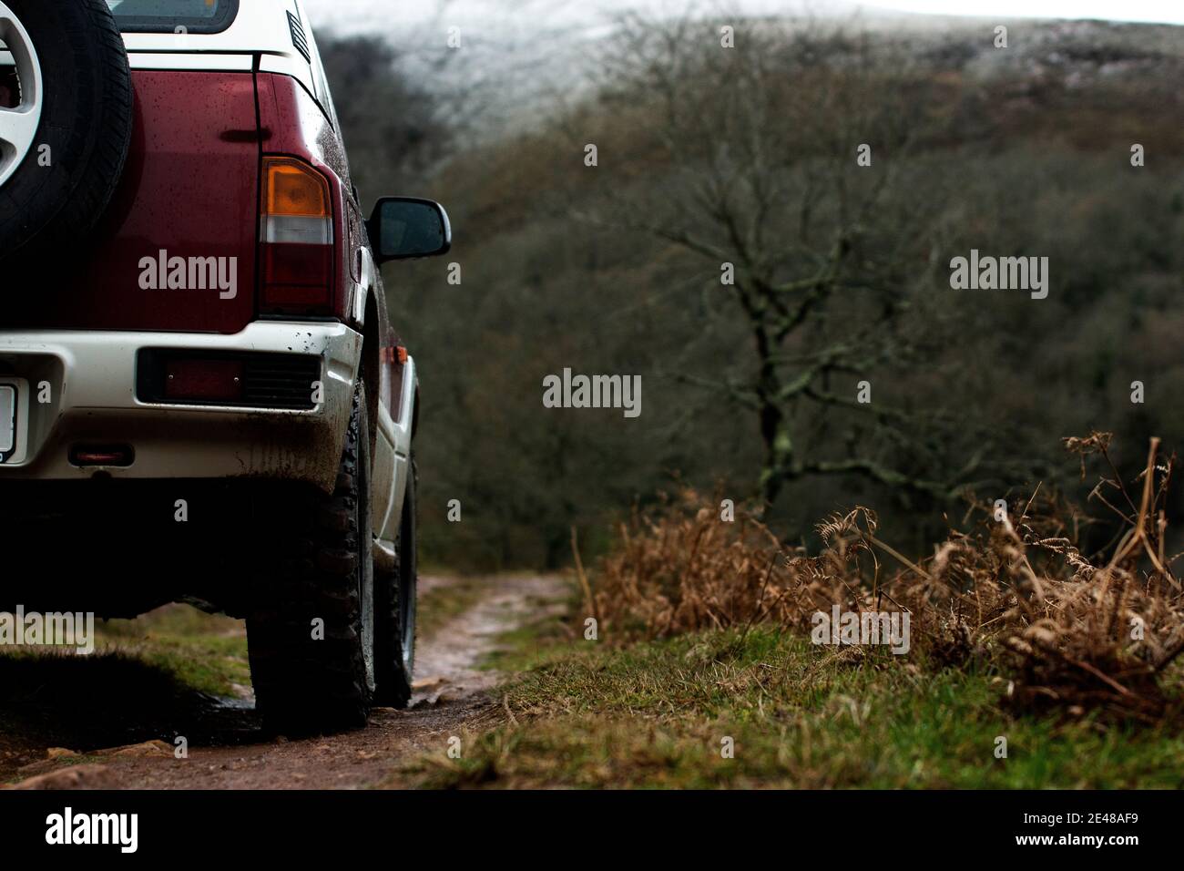 Off road car wheel on the trails in the mountain in north Spain Stock ...