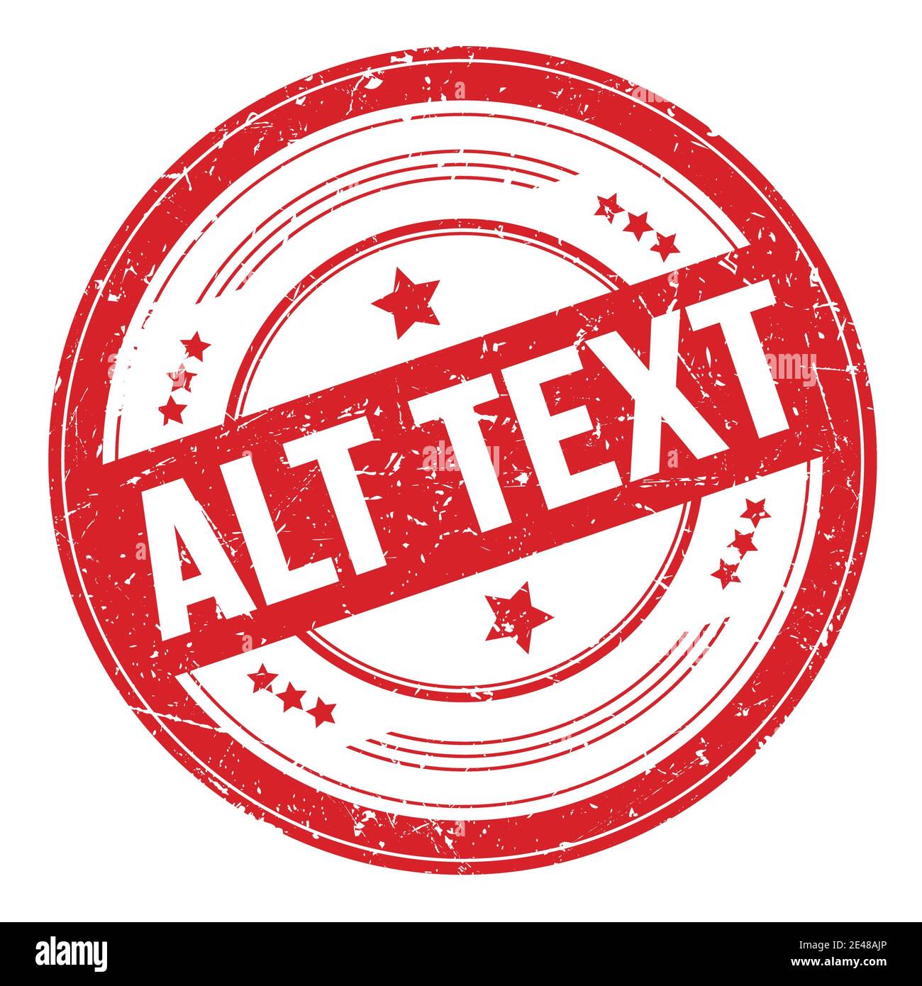 ALT TEXT text on red round grungy texture stamp Stock Photo - Alamy