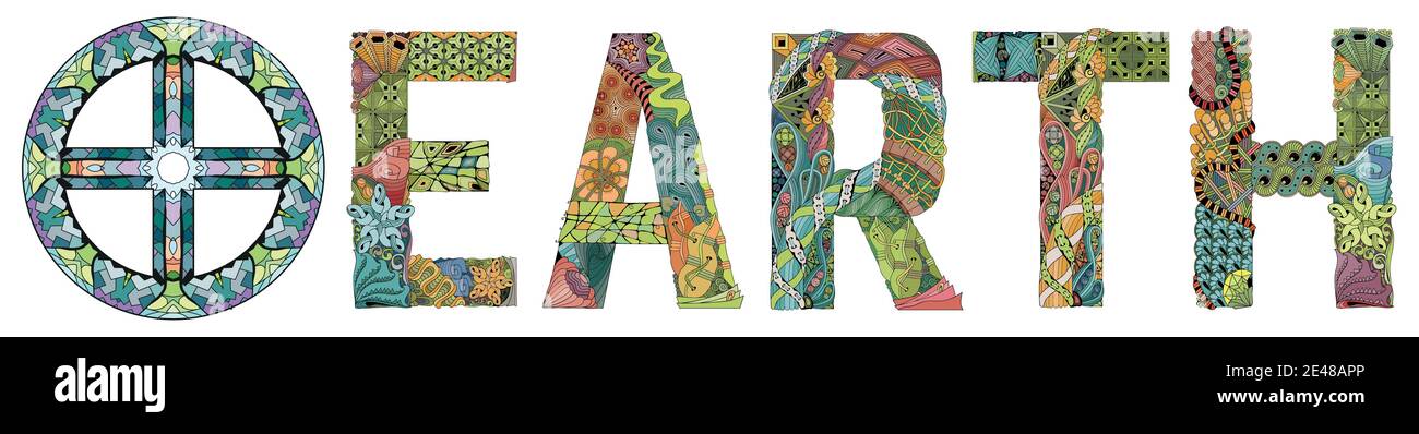 EARTH sign with word earth, astrology concept art. Tattoo design ...