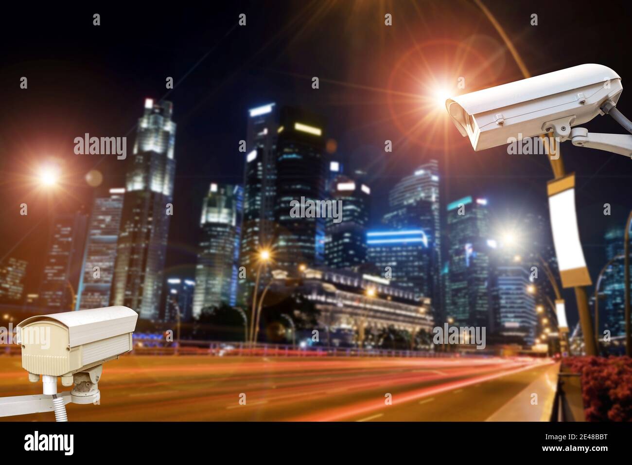 Closeup of traffic security camera surveillance (CCTV) on the road in ...