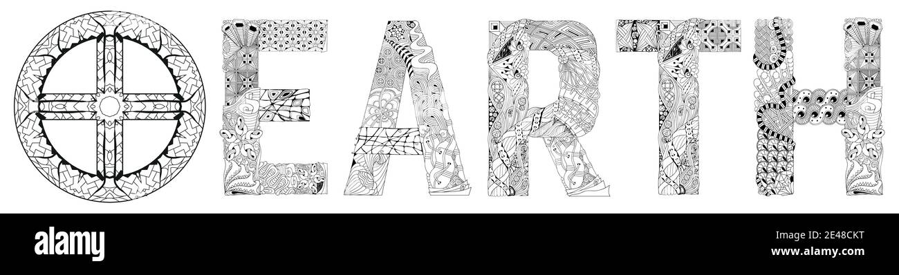 EARTH sign with word earth, astrology concept art. Tattoo design ...