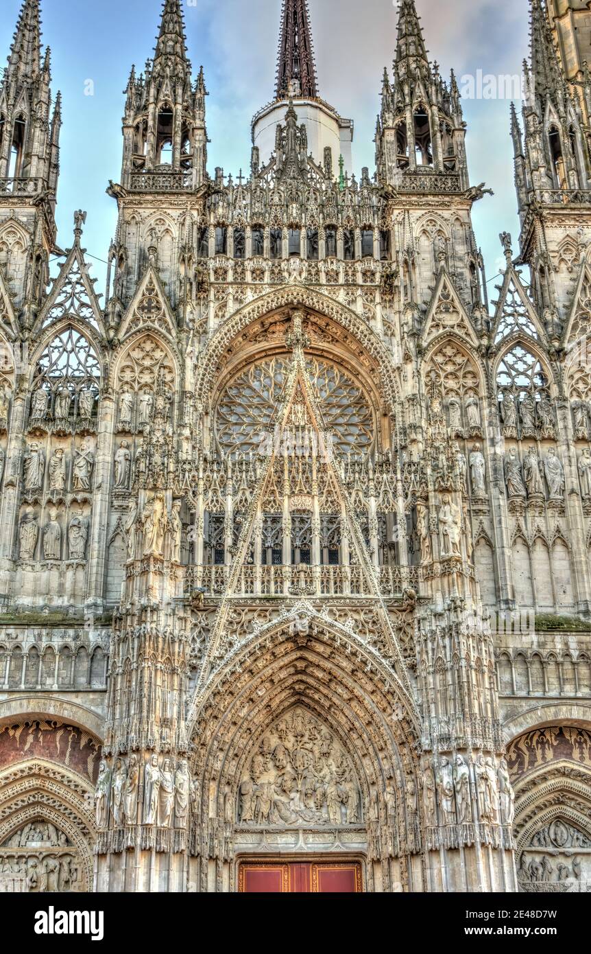 Rouen Cathedral Facade At Sunset High Resolution Stock Photography and ...