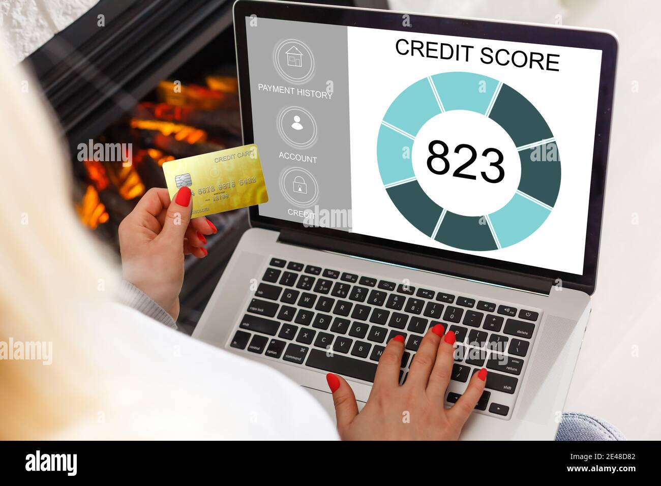 People using laptop and CREDIT SCORE concept on screen Stock Photo - Alamy