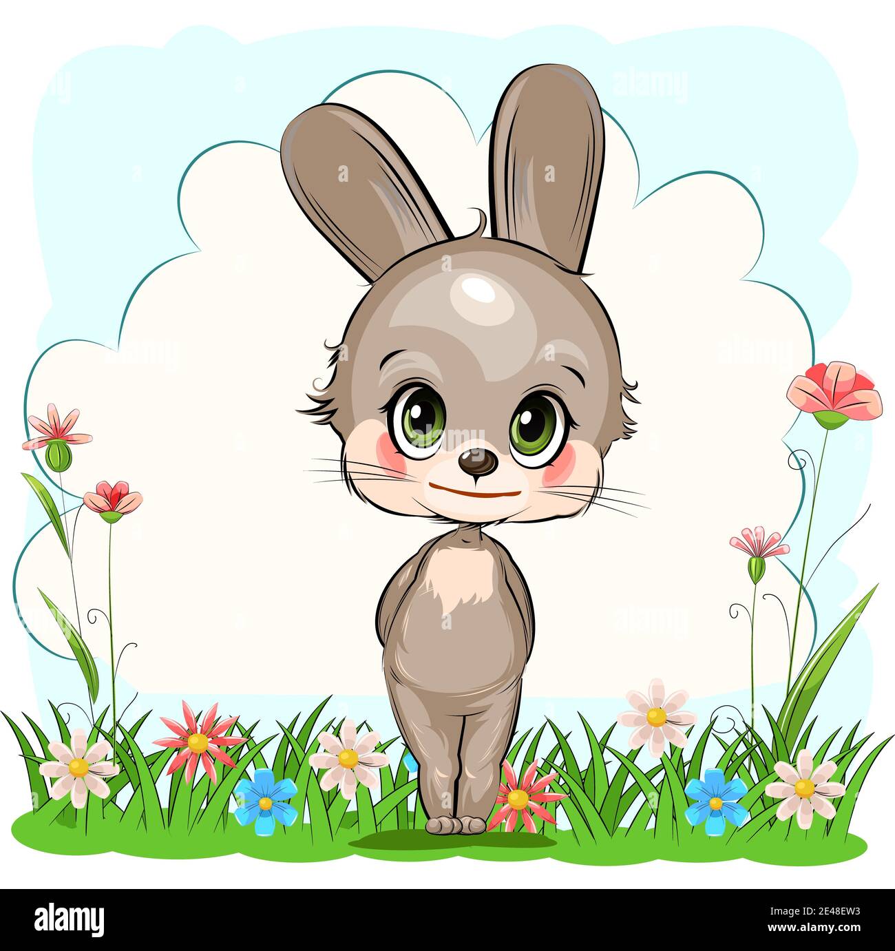 Little hare. Rabbit cub. Cute funny animal on the background of a ...