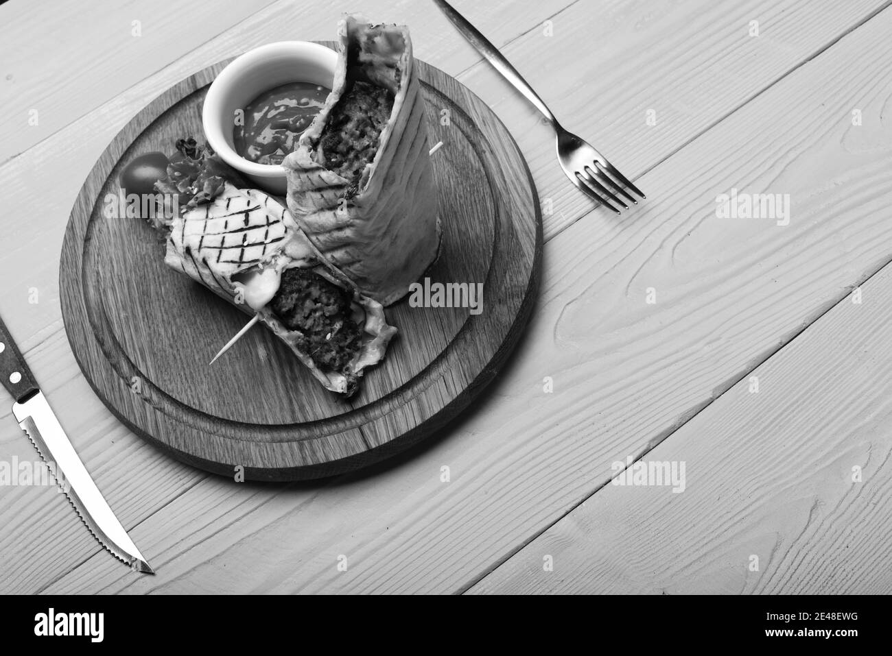 Food grilled pork dish Black and White Stock Photos & Images - Alamy