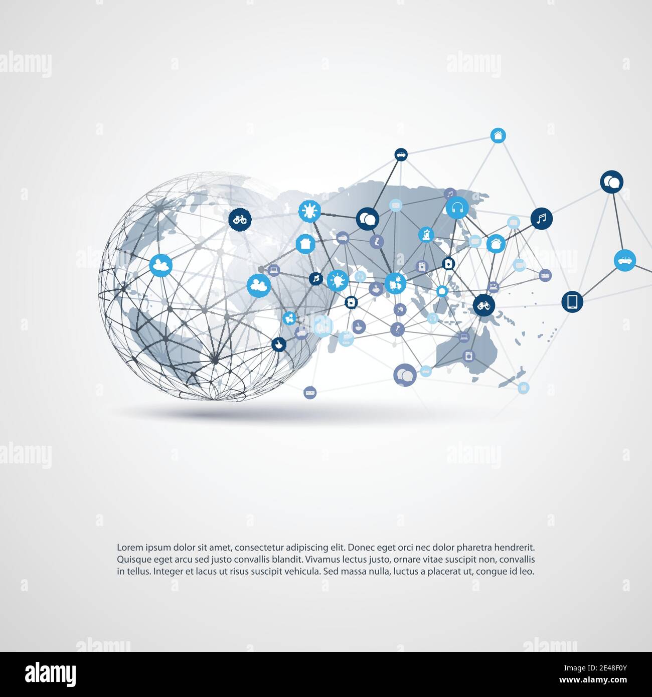 Internet of Things, Cloud Computing Design Concept with Icons - Digital Network Connections ...
